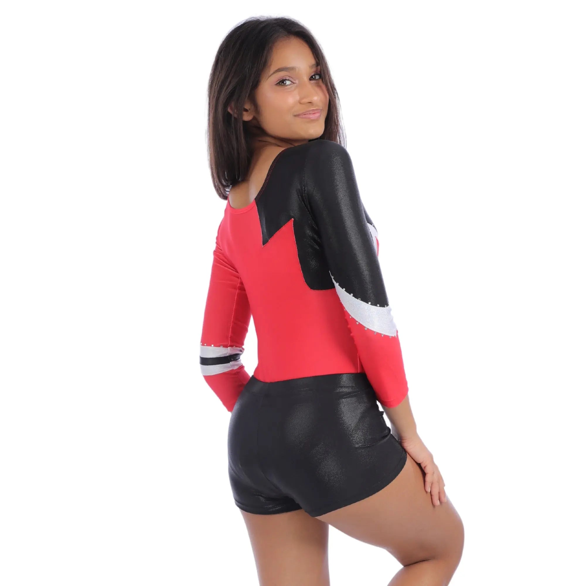 Color Block Leotard for Gymnastics Leotard and Shorts Combo - IKAANYA
