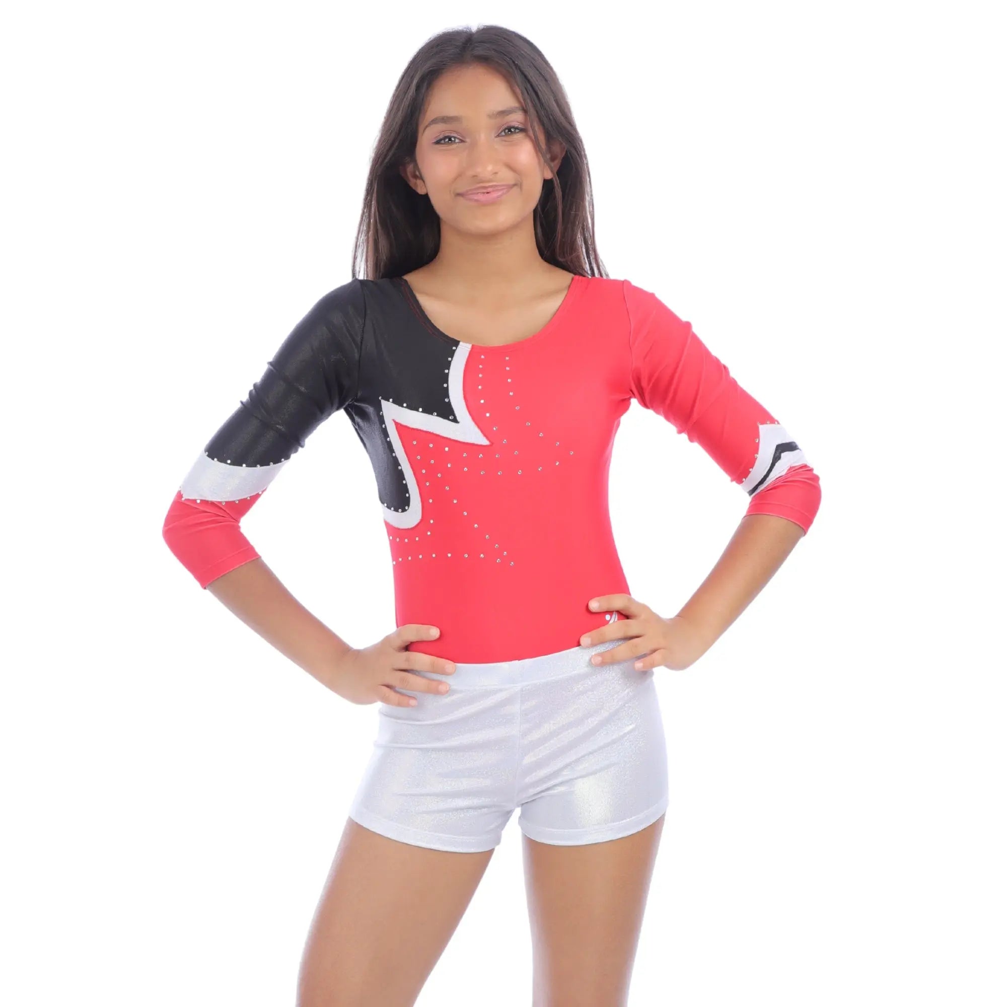 Color Block Leotard for Gymnastics Leotard and Shorts Combo - IKAANYA