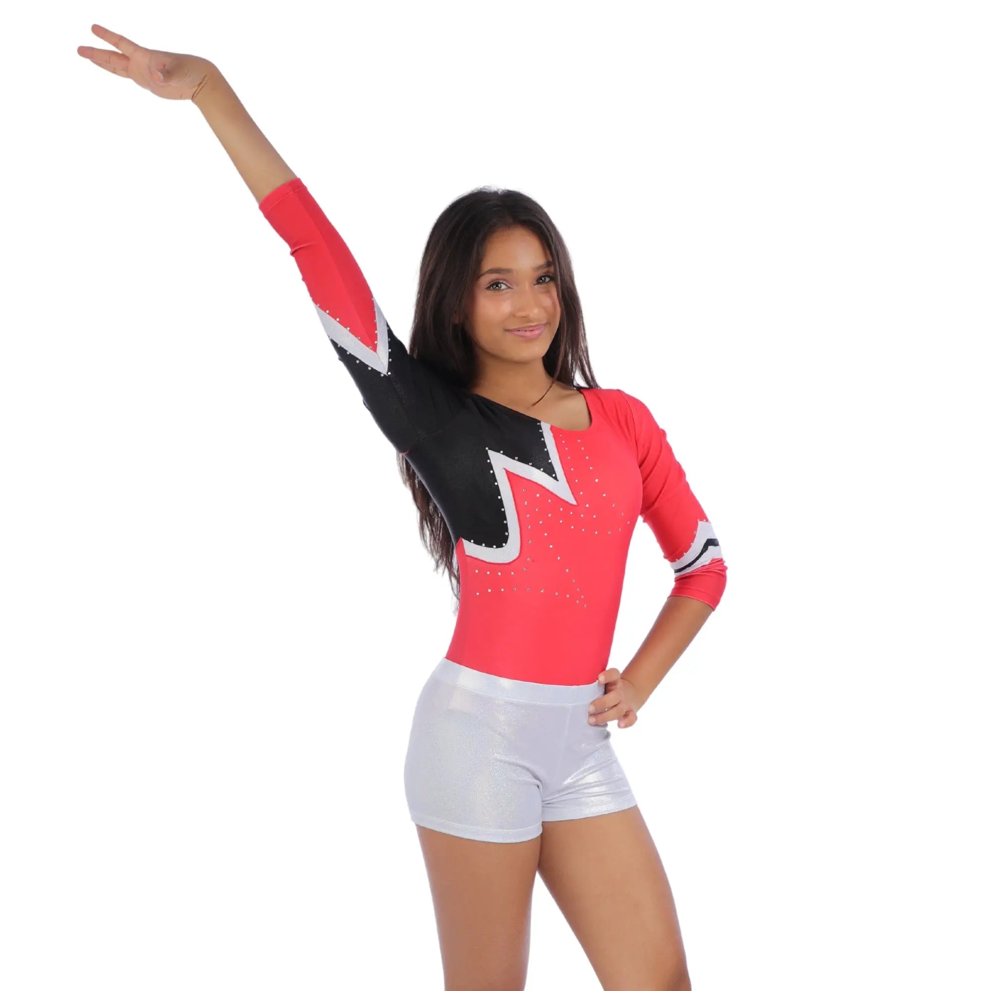 Color Block Leotard for Gymnastics Leotard and Shorts Combo - IKAANYA