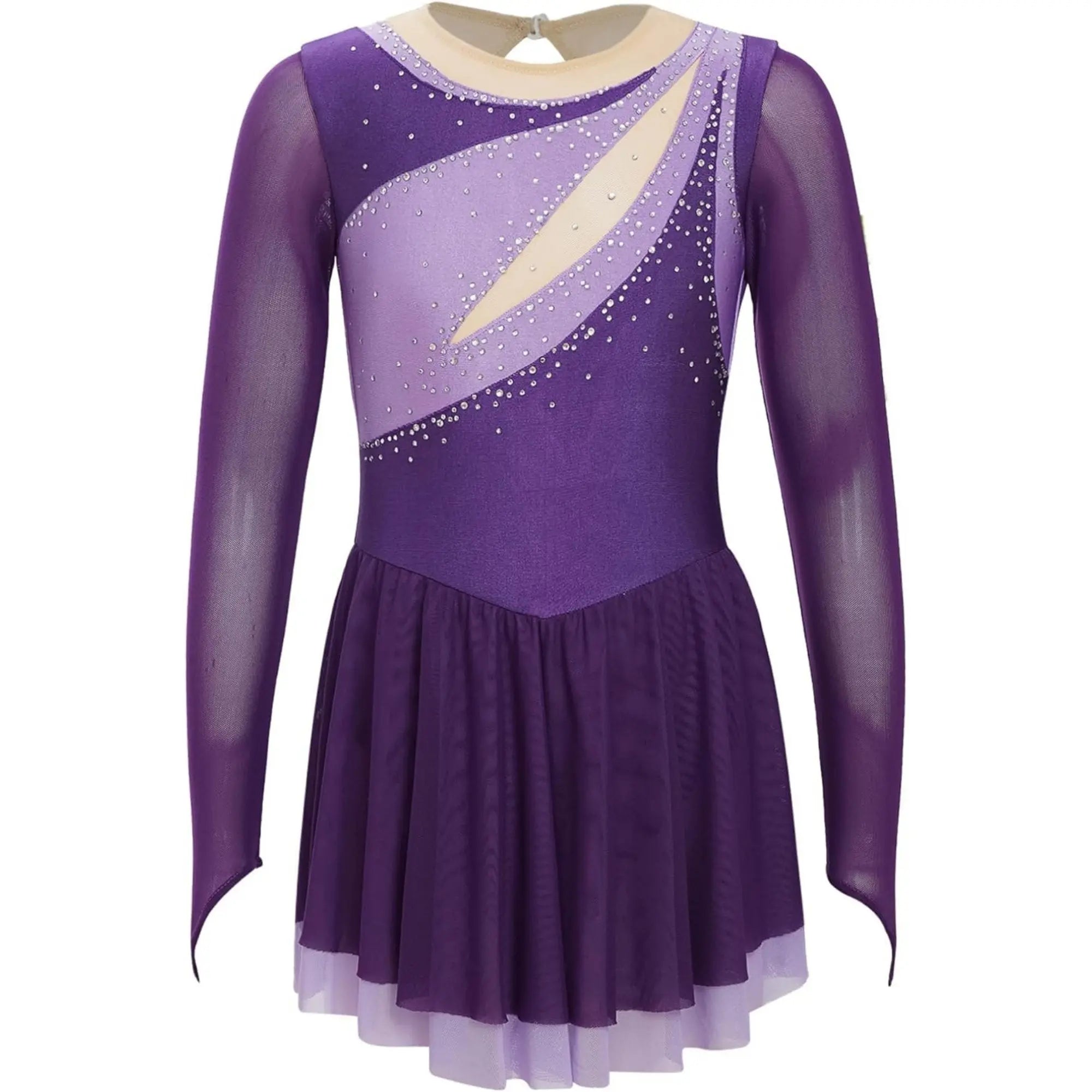 Rhinestone-Embellished Skating and Rhythmic Gymnastics Dress - IKAANYA