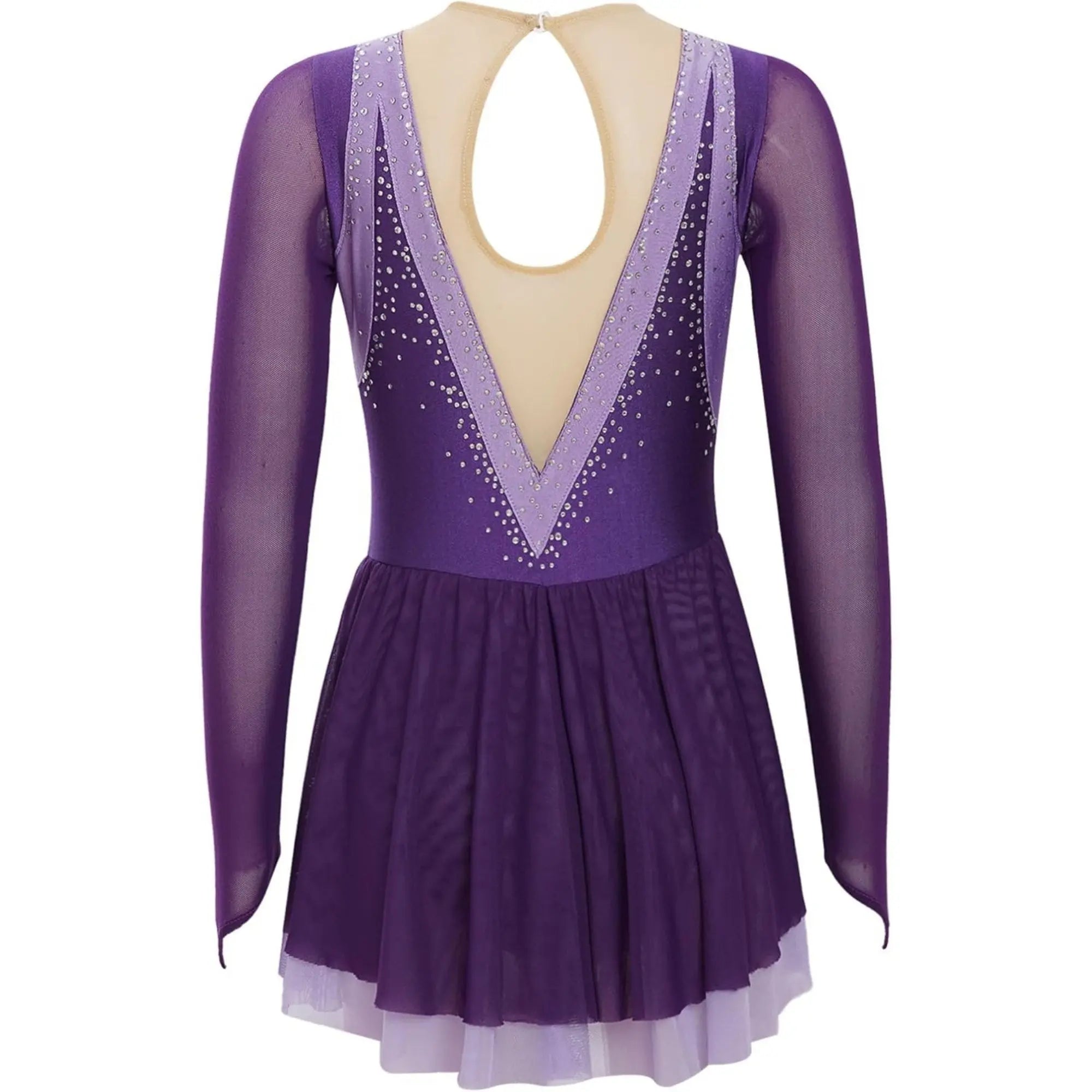 Rhinestone-Embellished Skating and Rhythmic Gymnastics Dress - IKAANYA