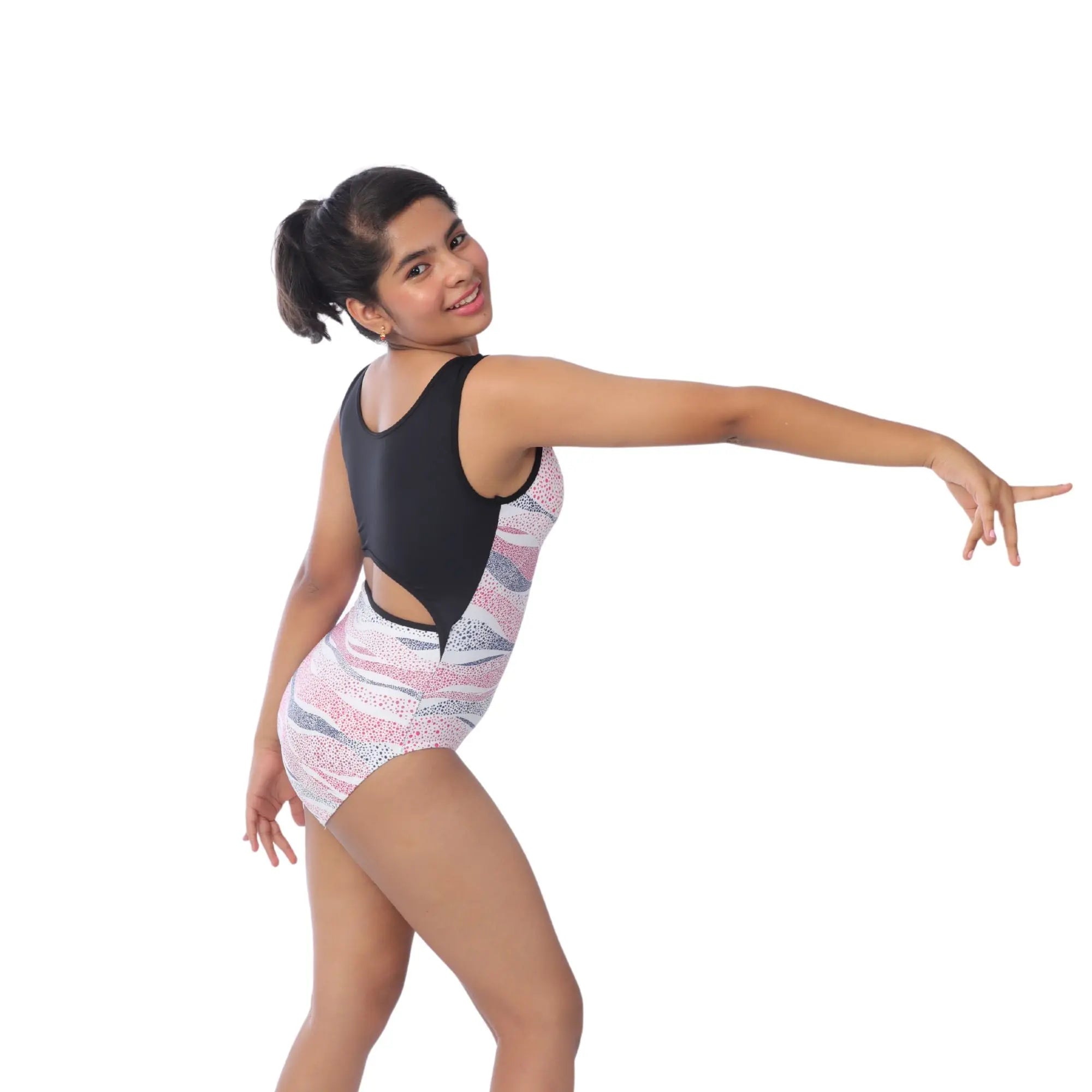 Blue Pink Dots Training Leotard - IKAANYA