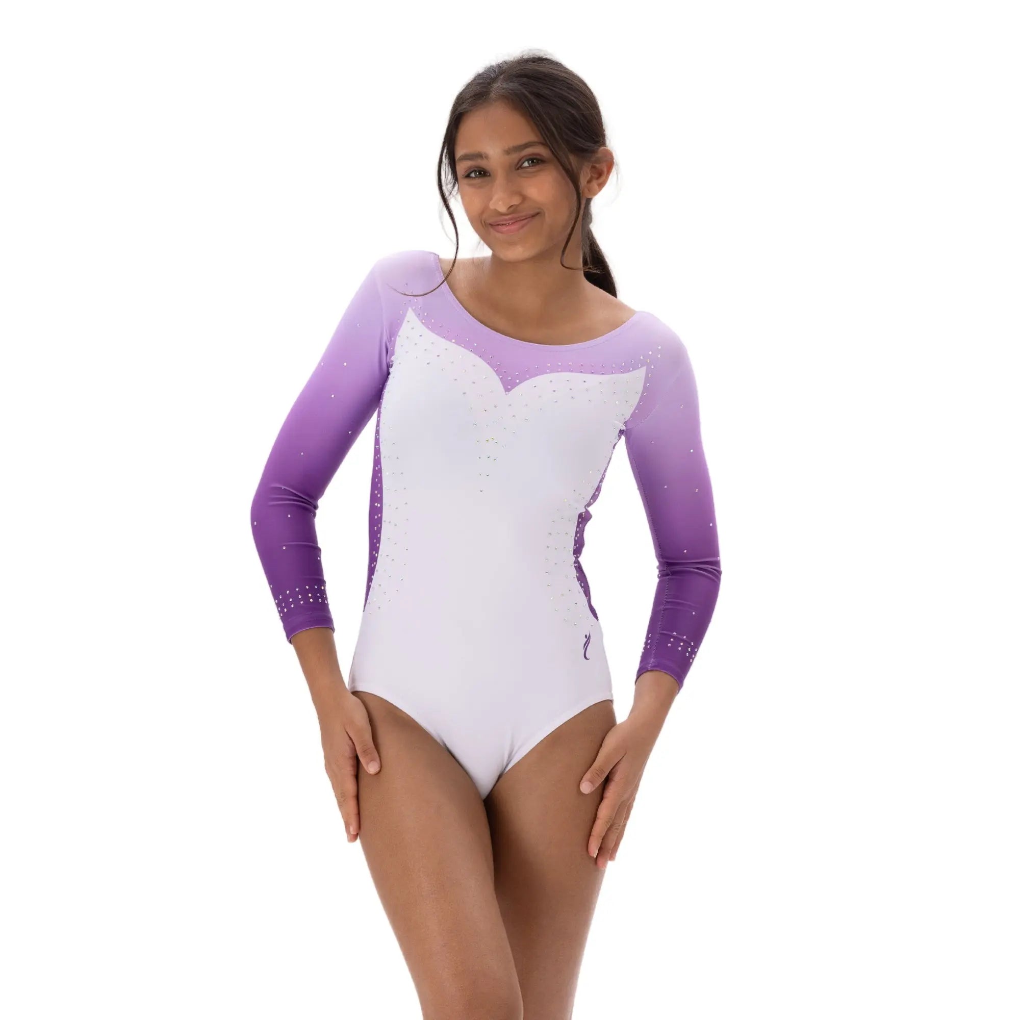 Violet Ombre Rhinestone Leotard - IKAANYA