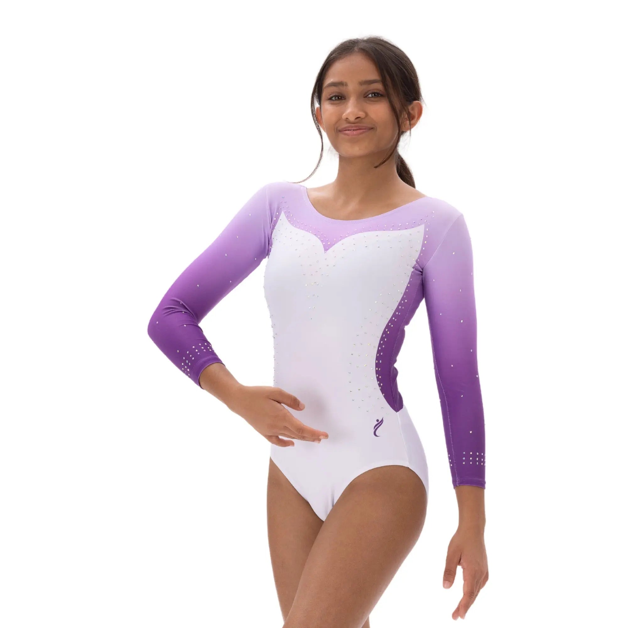 Violet Ombre Rhinestone Leotard - IKAANYA