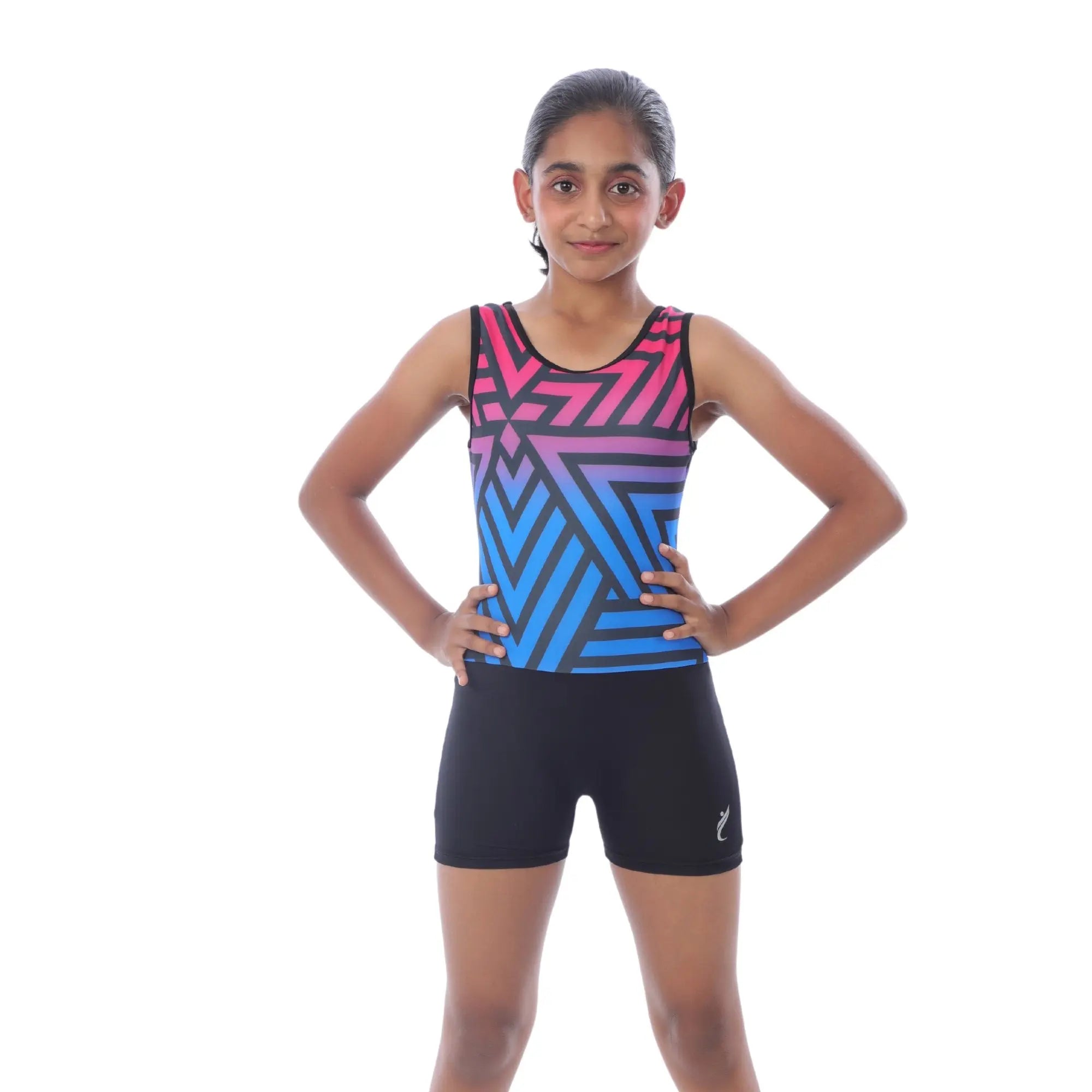 Geometric Print-ombre-Unitard/Biketard - IKAANYA